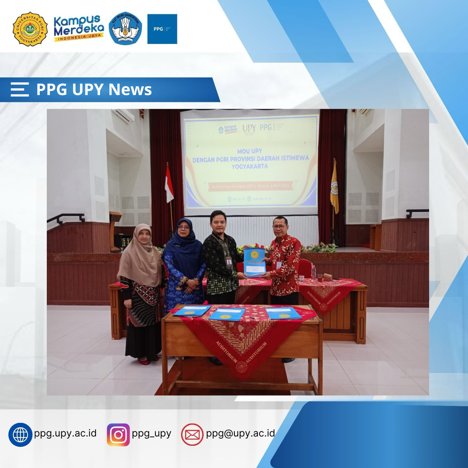 Penandatanganan MoU dan MoA antara UPY (Prodi PPG) dan Dinas Perpustakaan serta Kearsipan ...
